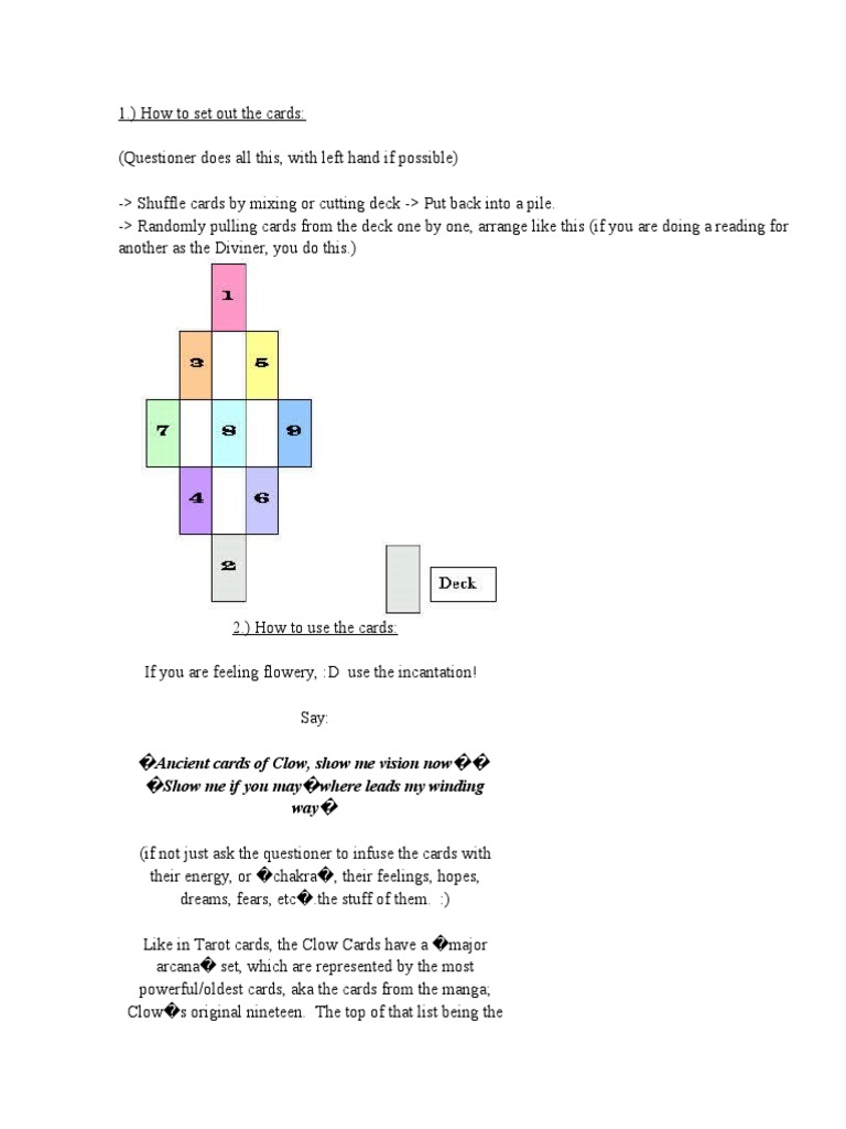 Clow Card Reading Guide & Meanings | PDF | Language Arts & Discipline ...