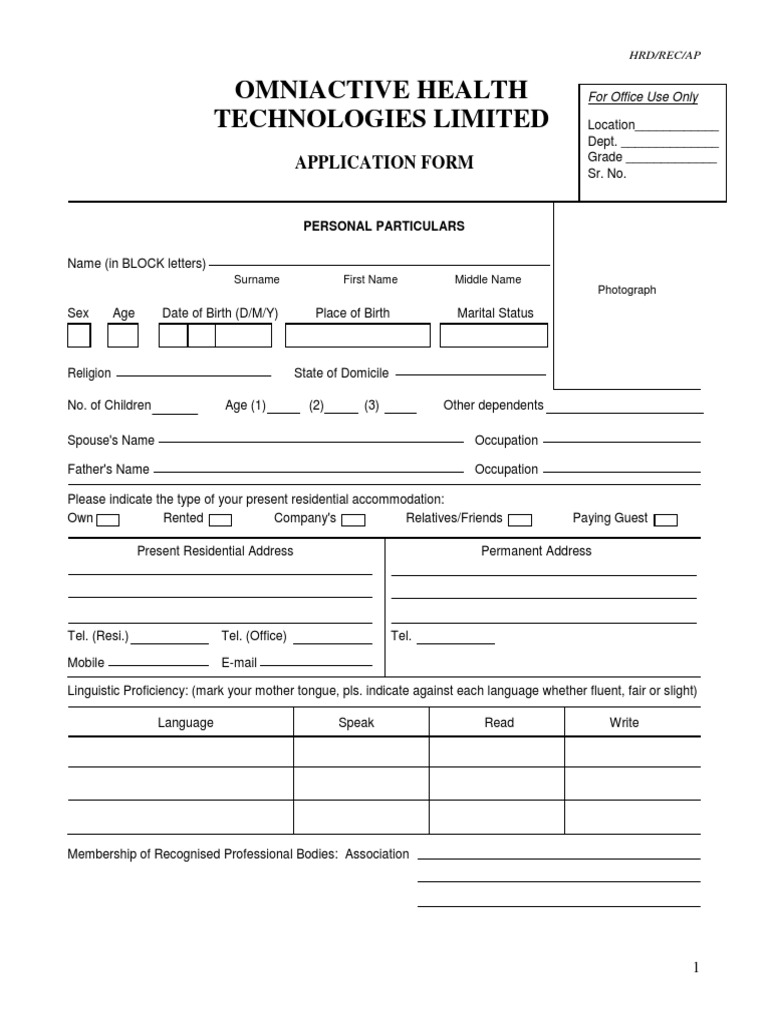 Candidate Application Form | PDF | Labour | Employment