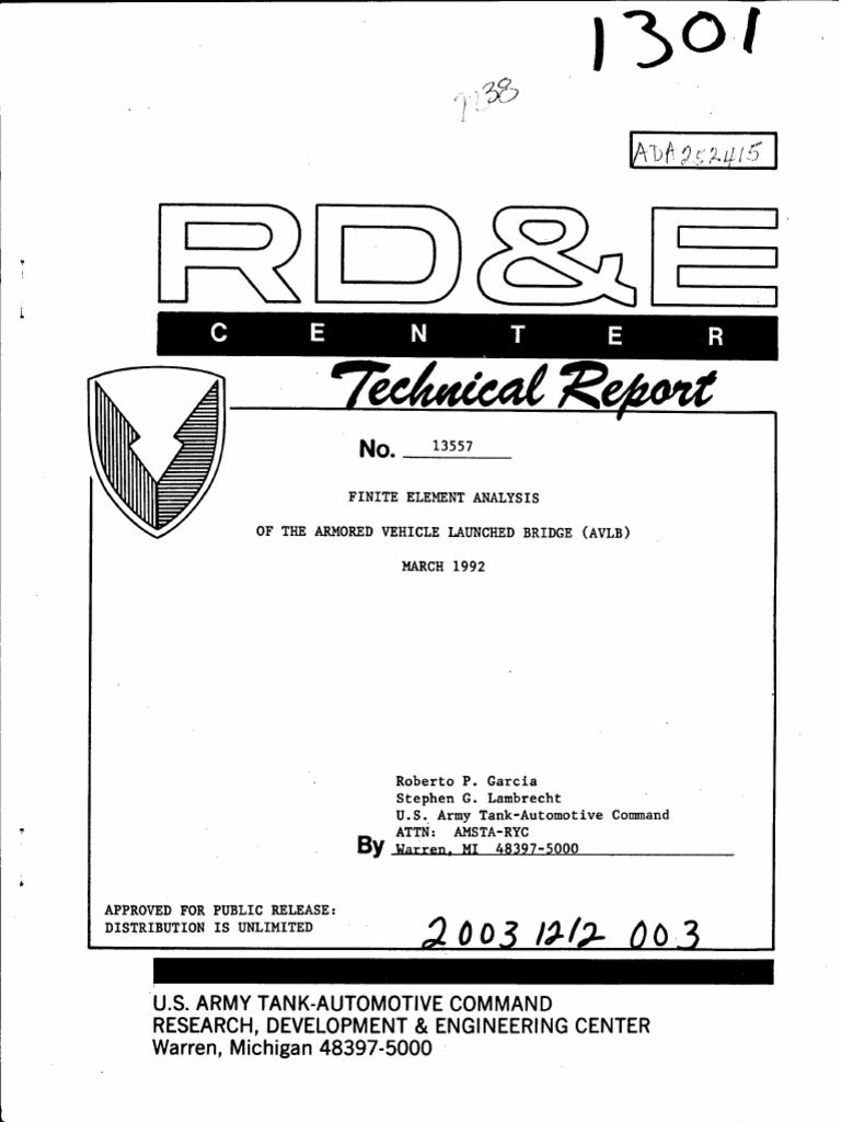 Finite Element Analysis of The Armored Vehicle Launched Bridge (Avlb ...