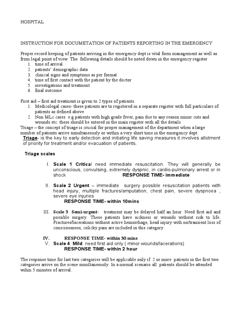 Emergency Patient Documentation Guidelines | PDF | Self-Improvement ...