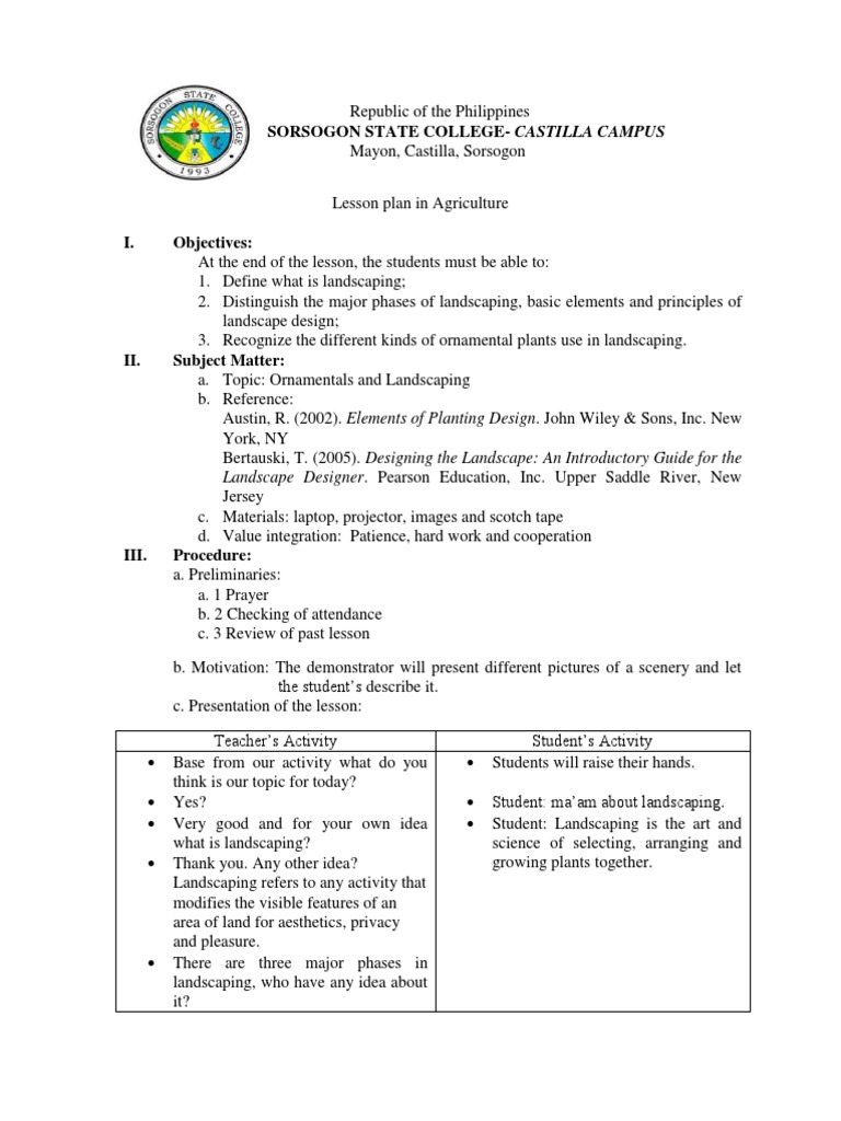 LP | PDF | Landscape | Lesson Plan
