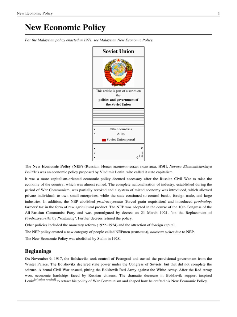 New Economic Policy | Far Left Politics | Forms Of Government