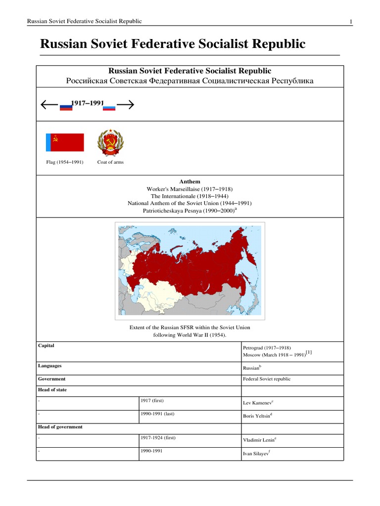 Russian Soviet Federative Socialist Republic | PDF | Soviet Union ...