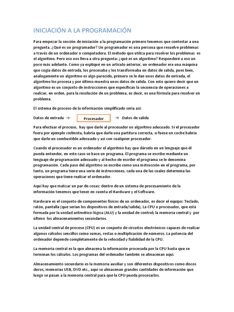 Iniciación A La Programación | PDF | Lenguaje de programación ...