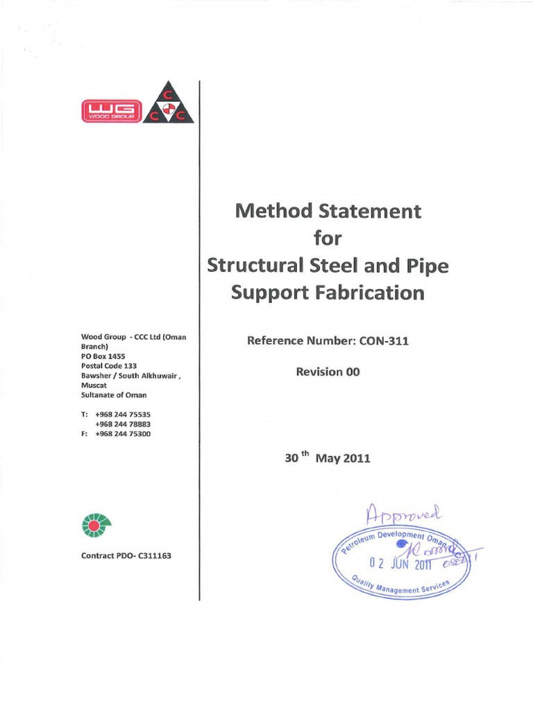 Structural Steel Fabrication Method Statement | PDF | Structural Steel ...