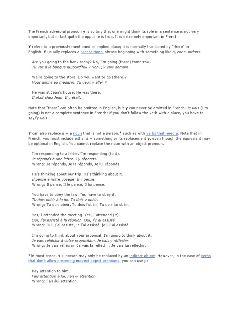 The French Adverbial Pronoun | PDF | Pronoun | English Language