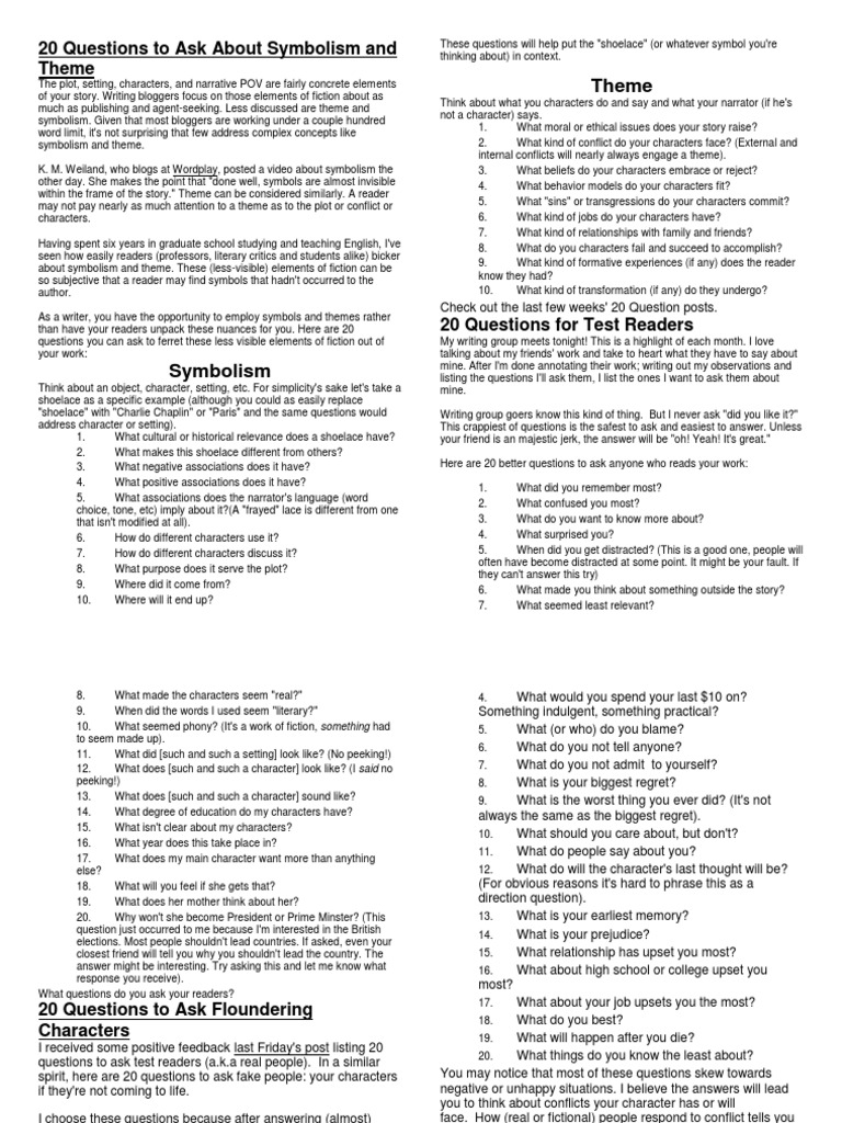 20 Questions | PDF | Creative Nonfiction | Blog