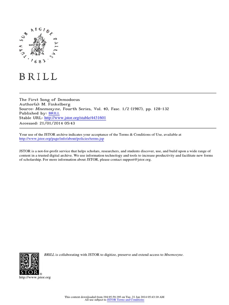 The First Song of Demodocus | PDF | Odysseus | Trojan War