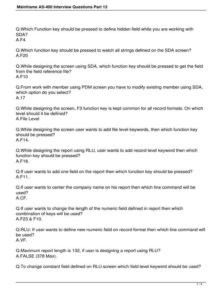 1248 Mainframe As 400 Interview Questions Part 13 | PDF | Library (Computing) | Computer File