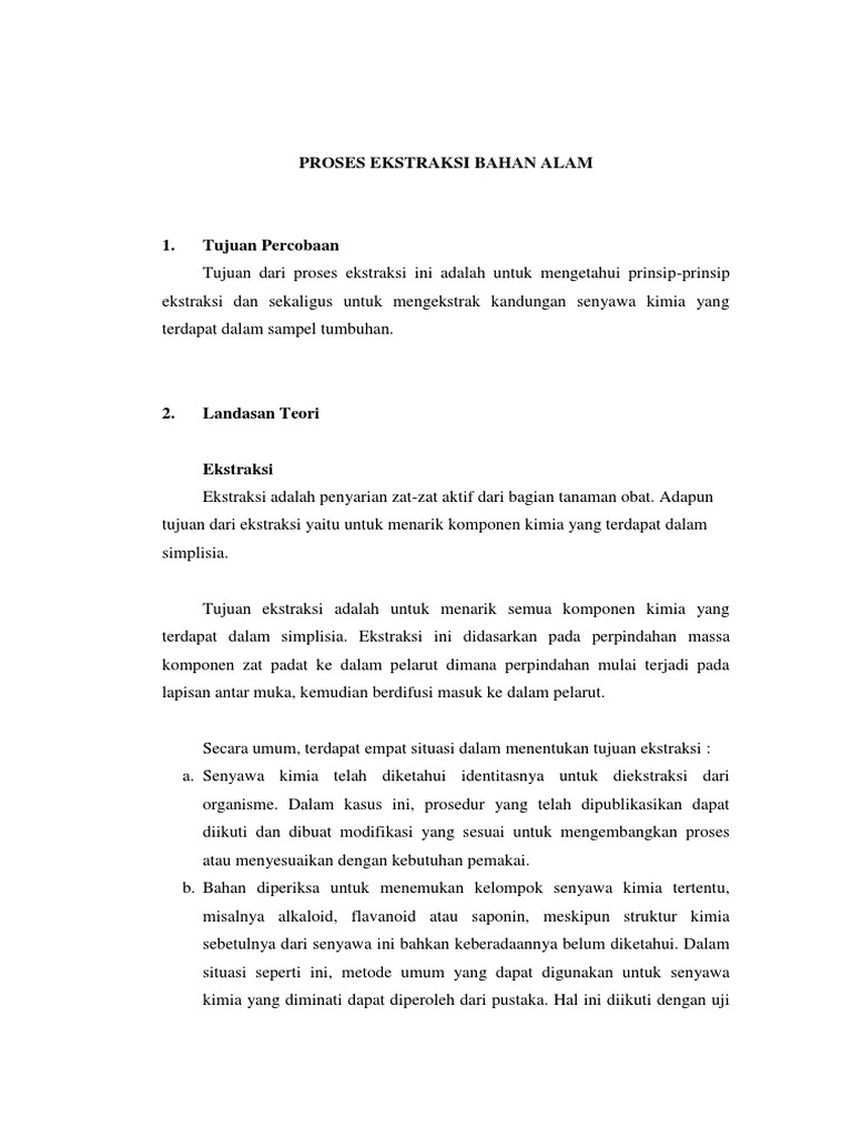 Proses Ekstraksi Bahan Alam | PDF