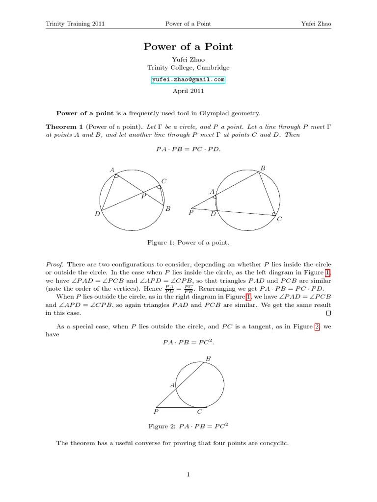 Power of a Point Theorem Explained | PDF