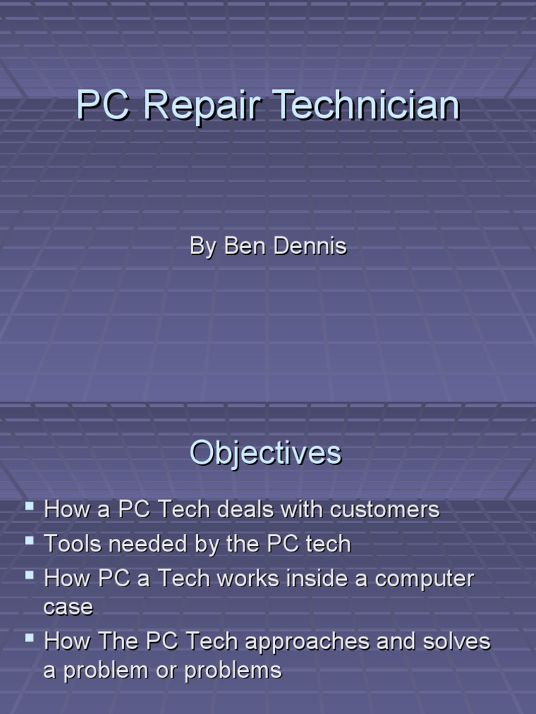 PC Repair Technician | PDF | Electrostatic Discharge | Personal Computers