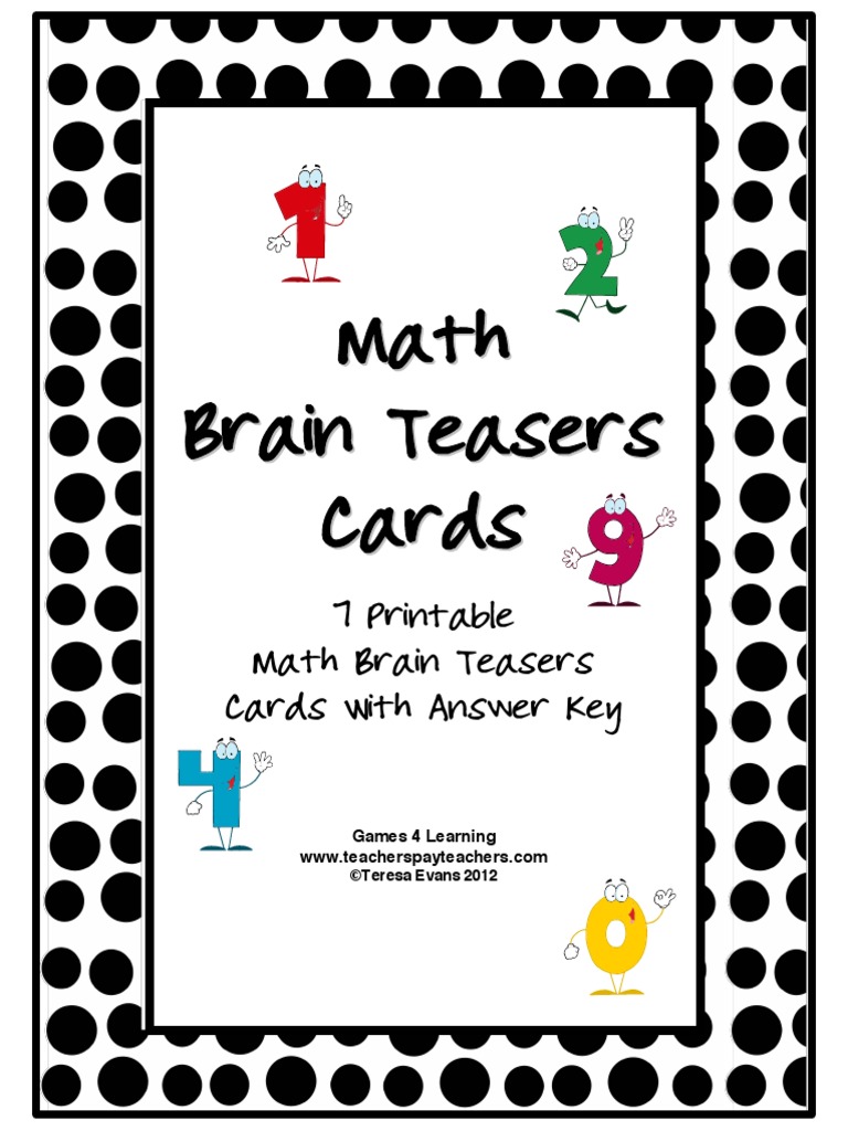 Math Problems and Math Brainteasers Freebie | PDF | Educational ...