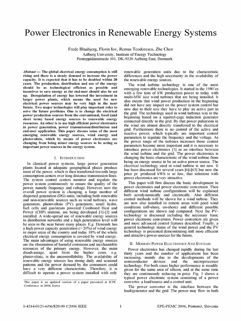 Power Electronics in Renewable Energy Systems | PDF | Wind Power ...
