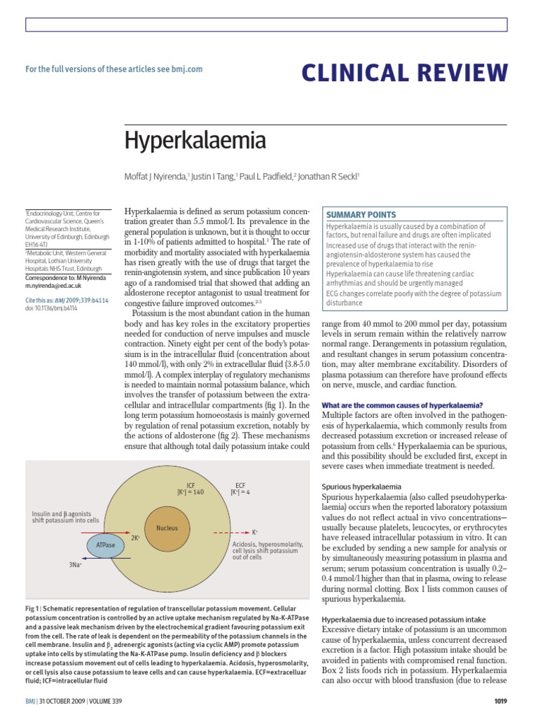 Hyperkalemia | PDF | Potassium | Diet & Nutrition