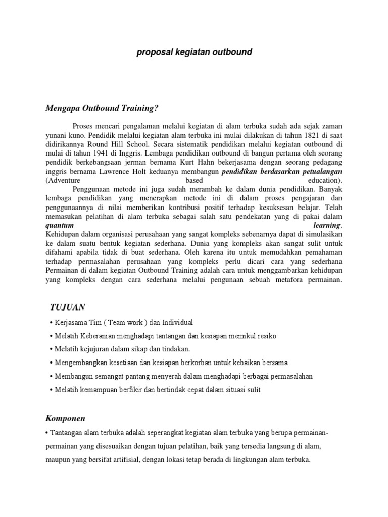 Proposal Kegiatan Outbound | PDF