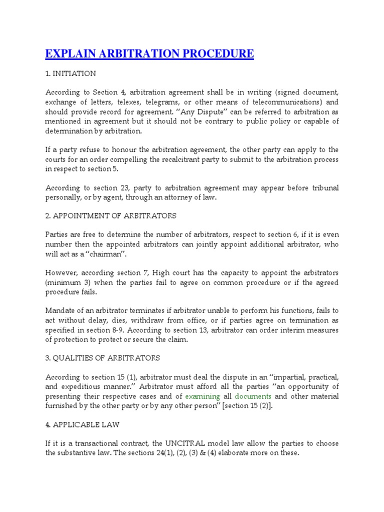 Arbitration Procedure Explained | Arbitral Tribunal | Arbitration