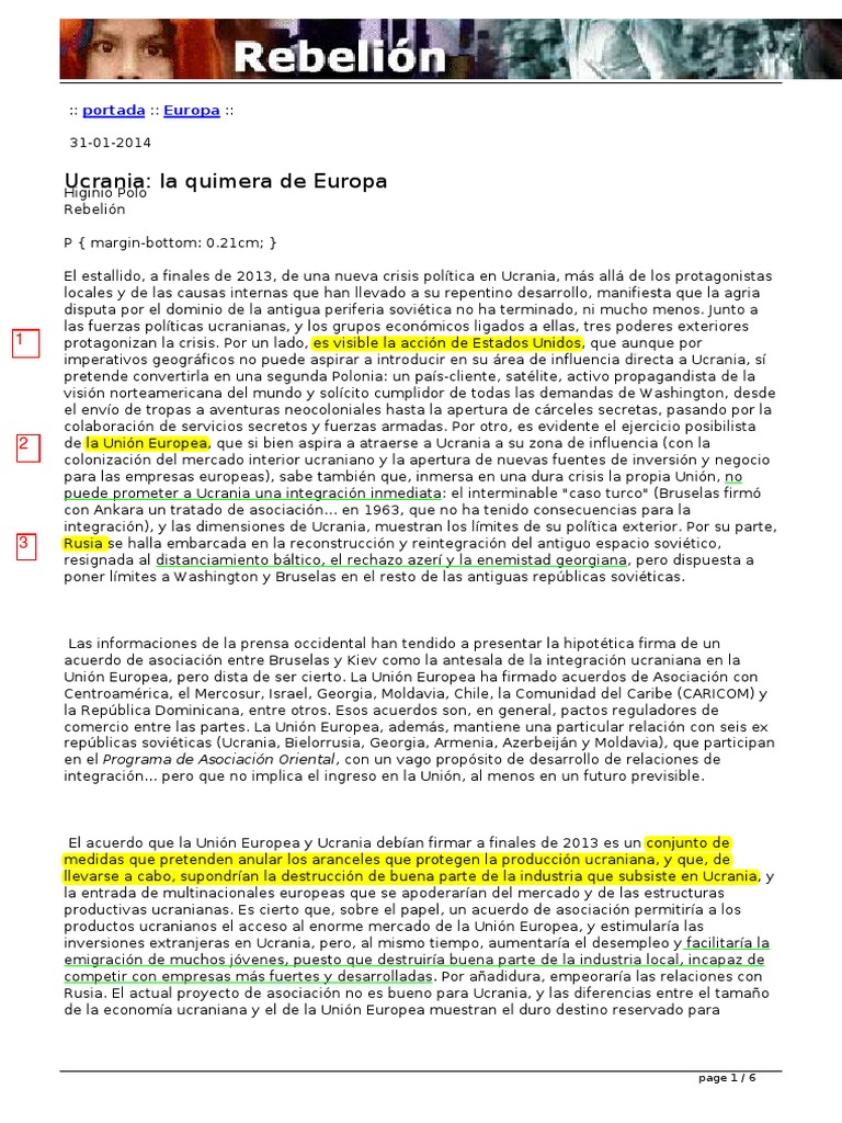 Higinio Polo, La Quimera de Ucrania PDF | PDF | Ucrania | Rusia