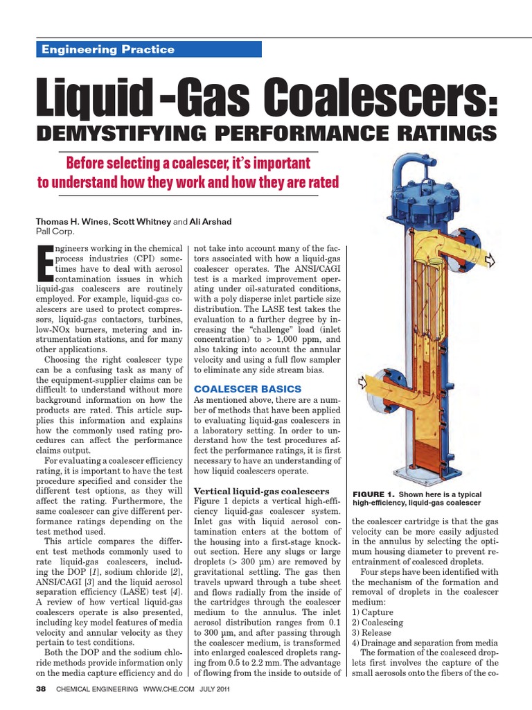 Liquid Gas Coalescers Performance Rating | PDF | Aerosol | Drop (Liquid)