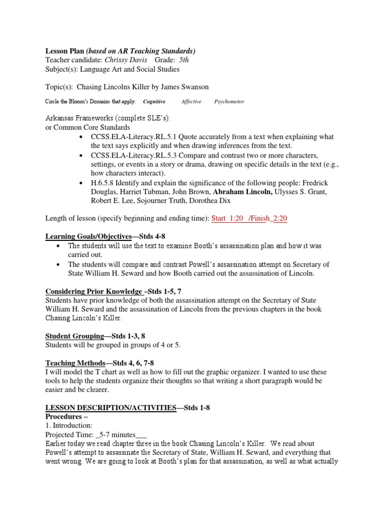 Chasing Lincolns Killer Chapter 3 Lesson | PDF | Educational Assessment ...