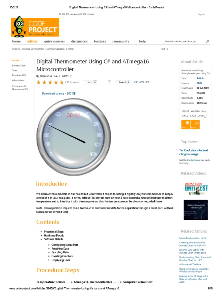 Digital Thermometer Using C# and ATmega16 Microcontroller - CodeProject ...