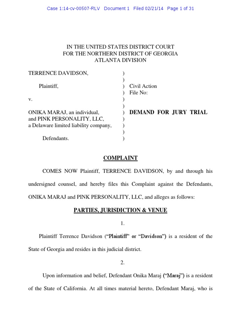 Davidson v. Maraj - Complaint | PDF | Damages | Tortious Interference