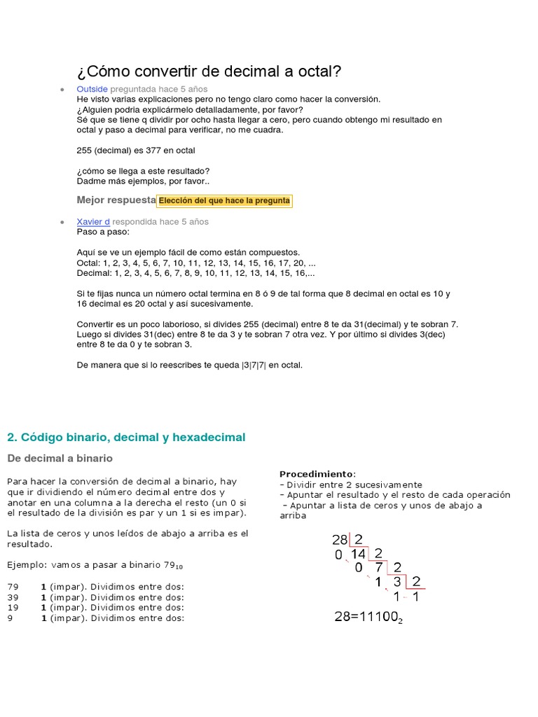 Cómo convertir de decimal a octal | Aritmética | Lógica
