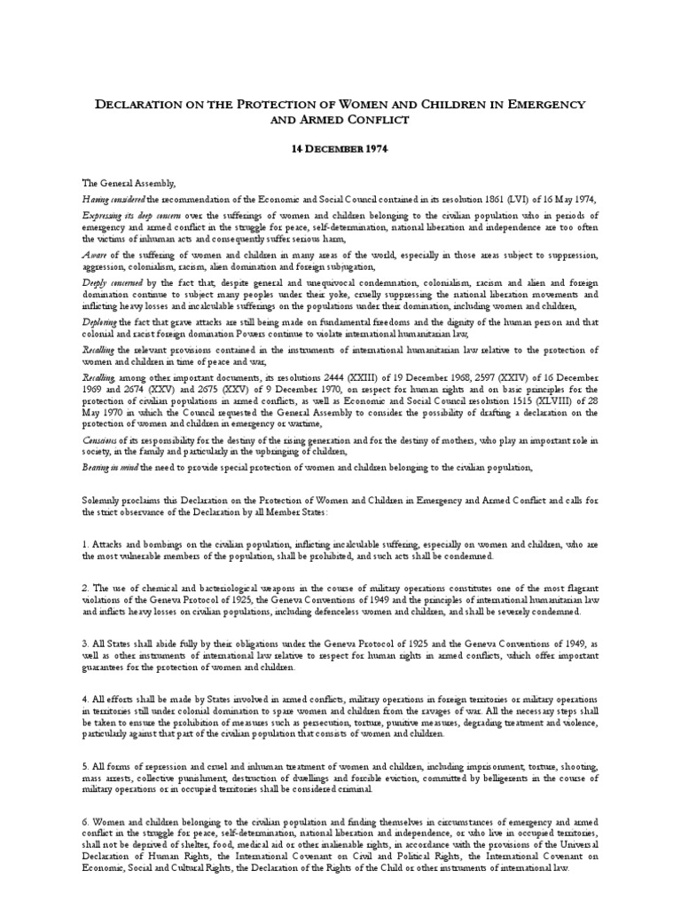 25 - Declaration On The Protection of Women and Children in Emergency ...