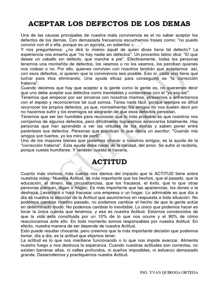 Aceptar Los Defectos de Los Demas | PDF | Actitud (psicología) | Sicología