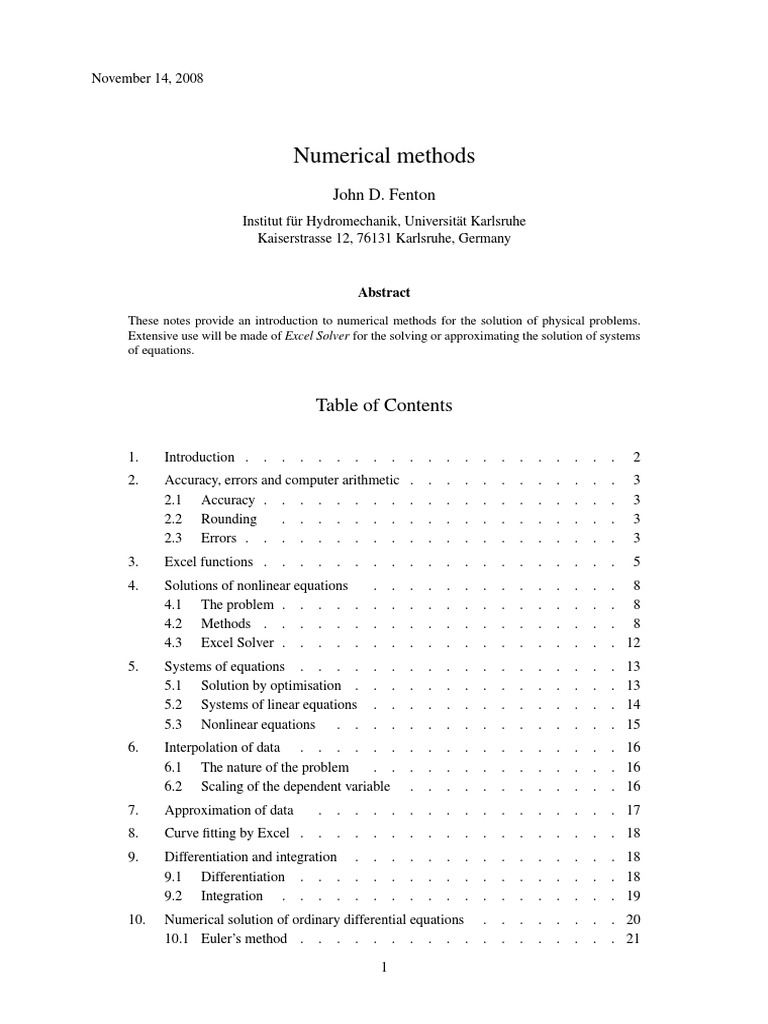 Numerical Methods | PDF | Numerical Analysis | Equations