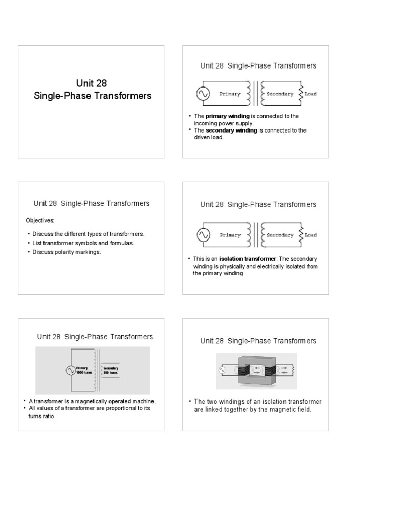 Unit 28 Single-Phase Transformers | PDF | Transformer | Voltage