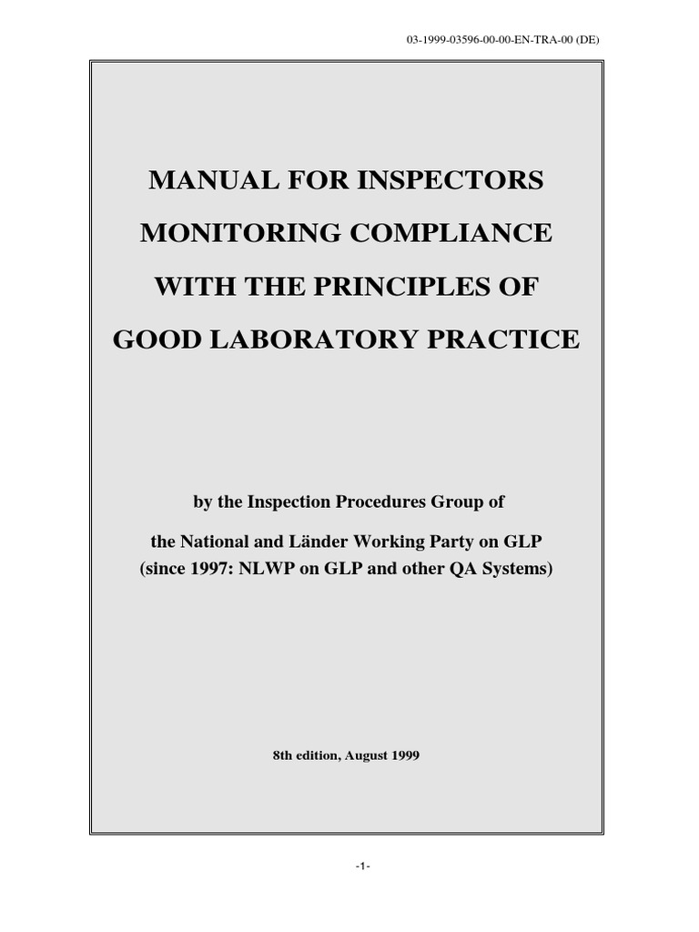 GLP Manual Insp | PDF | Quality Assurance | Verification And Validation