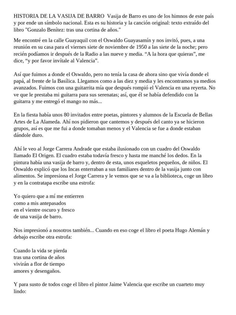 Historia De La Vasija De Barro Vasija De Barro Es Uno De Los Himnos De