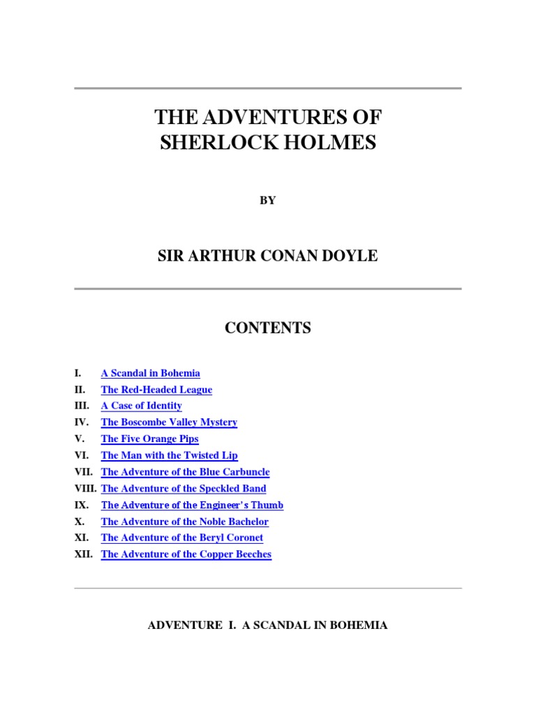 The Adventures of Sherlock Holmes - A Scandal in Bohemia | PDF | A ...
