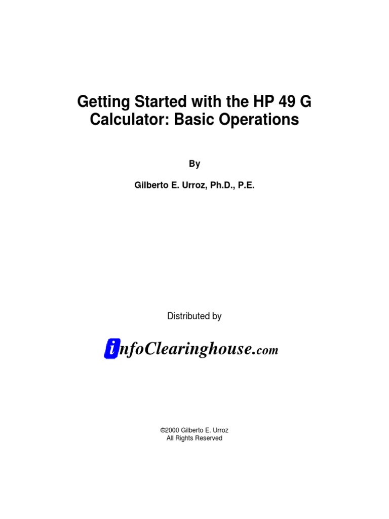 Getting Started With The HP 49 G - Basic Operations | PDF | Calculator ...