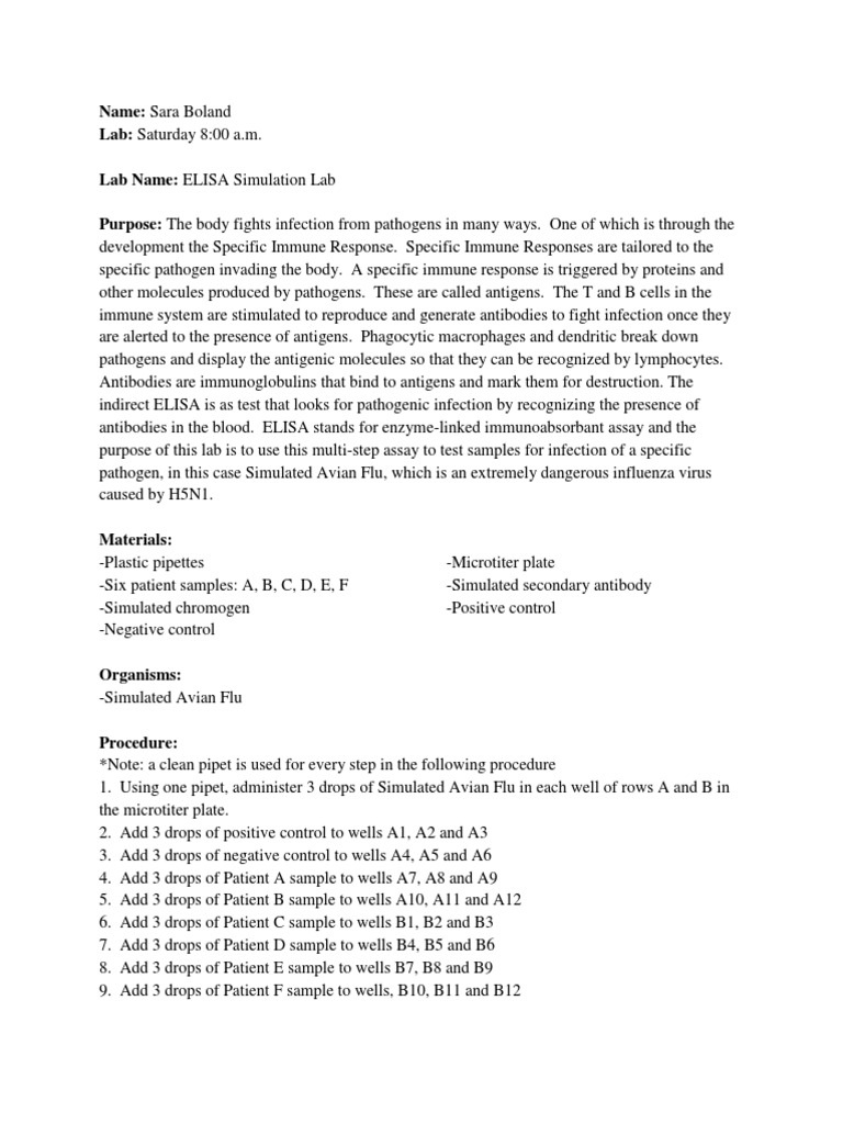 ELISA Lab for Immune Response Study | PDF | Antibody | Elisa