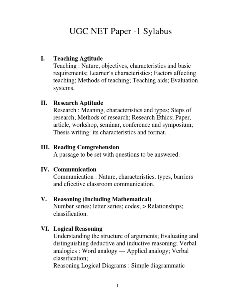 UGC NET Paper - 1 Sylabus: I. Teaching Agtitude | PDF | Career & Growth ...
