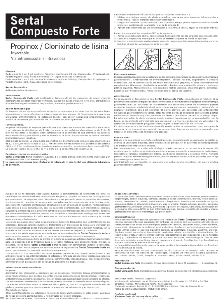 Sertal Compuesto Forte Inyectable 9753 | PDF | Droga anti-inflamatoria ...