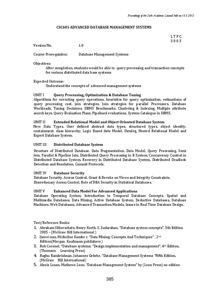 Csc605 Advanced-Database-Management-Systems TH 1.10 Ac26 | PDF ...
