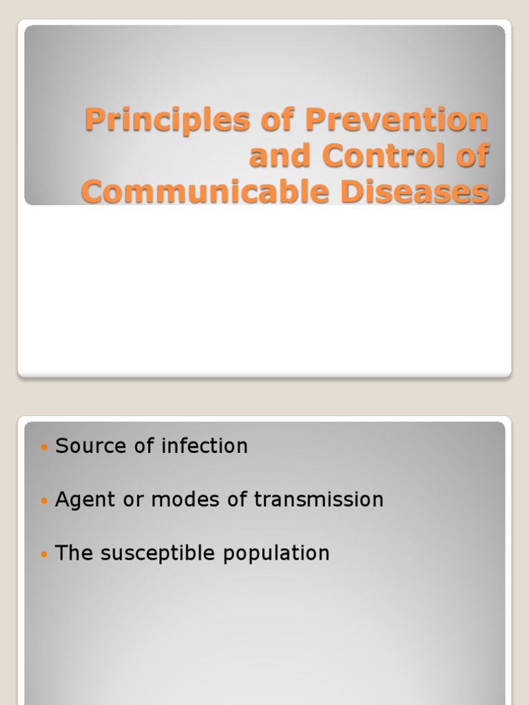 Principles Of Prevention And Control Of Communicable Diseases Ppt