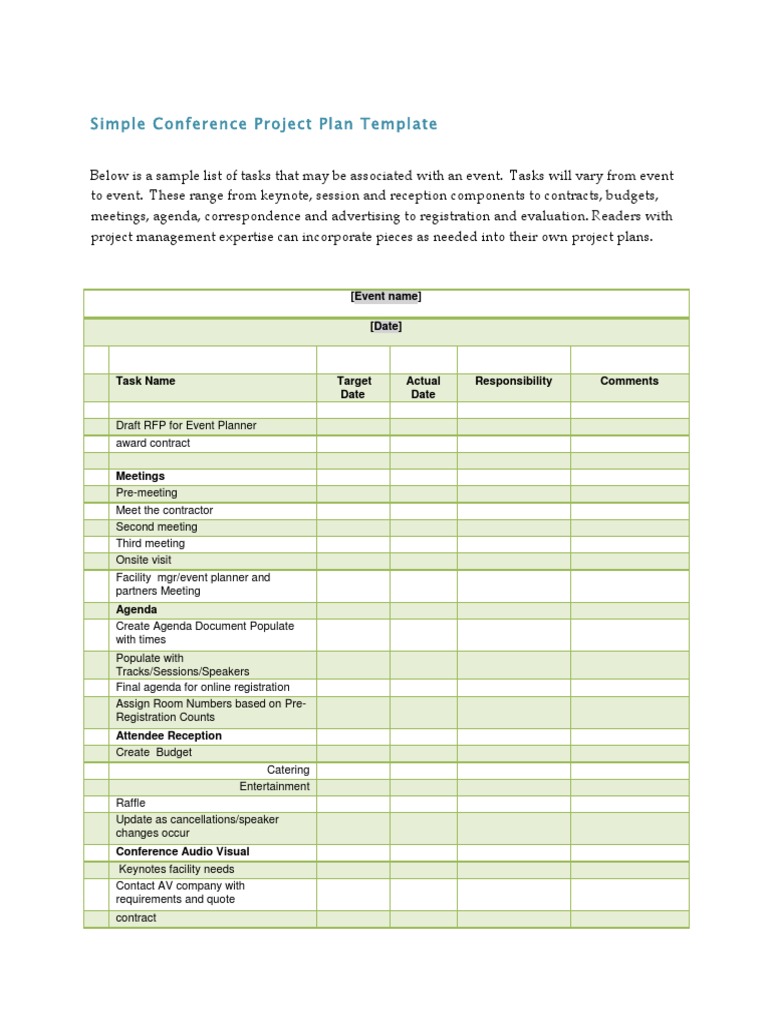 Conference Project Plan Template | PDF | Mail | Request For Proposal