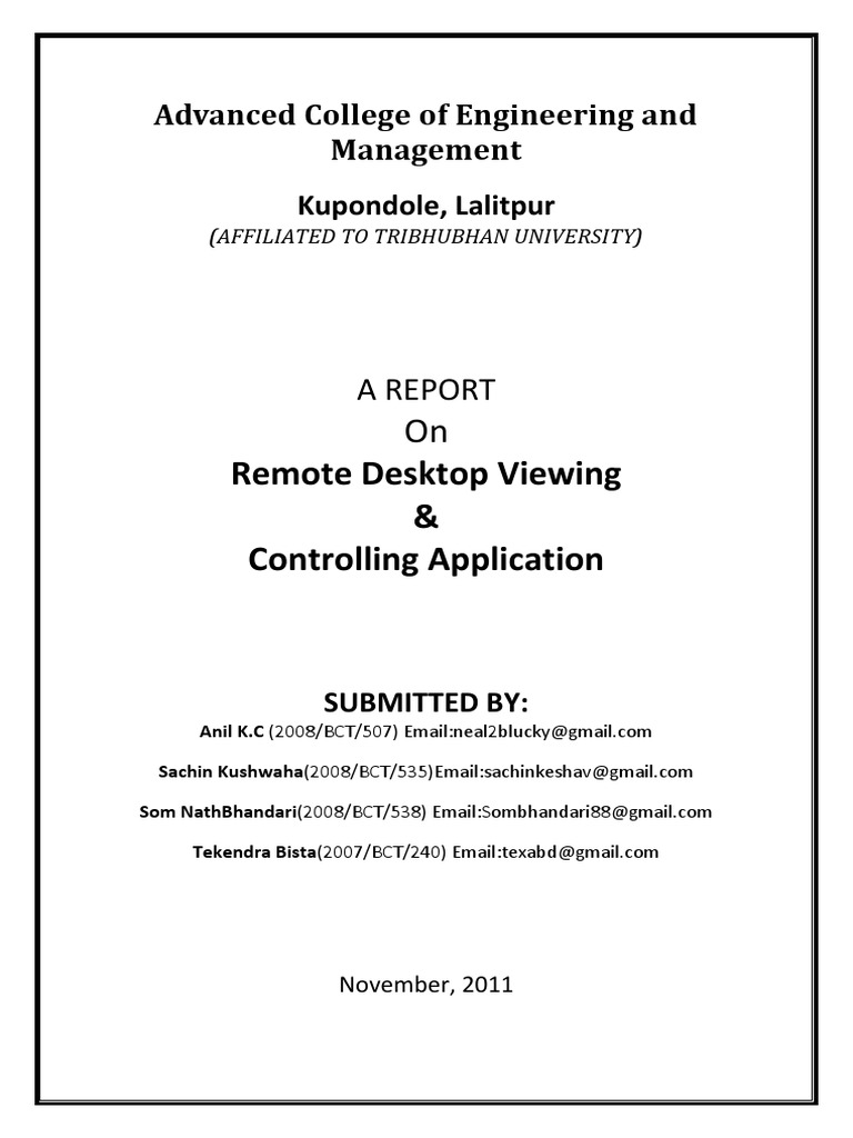 Report On Remote Desktop Pdf Remote Desktop Services Port