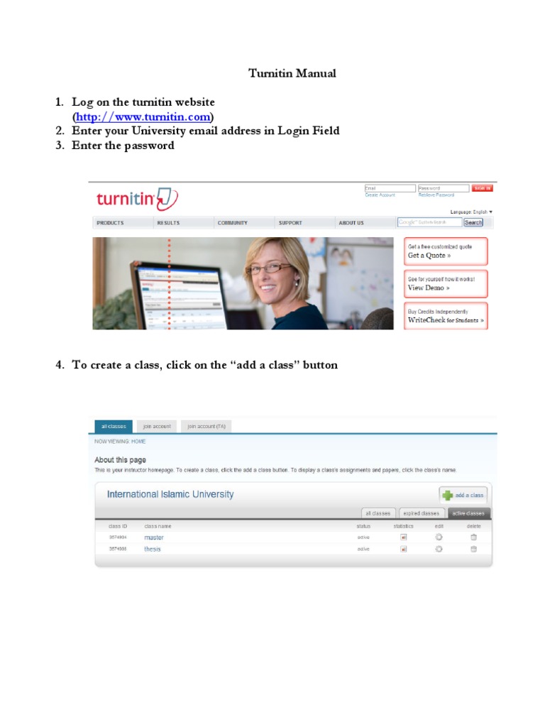 Turnitin Manual 1. Log On The Turnitin Website 2. Enter Your University Email Address in Login ...