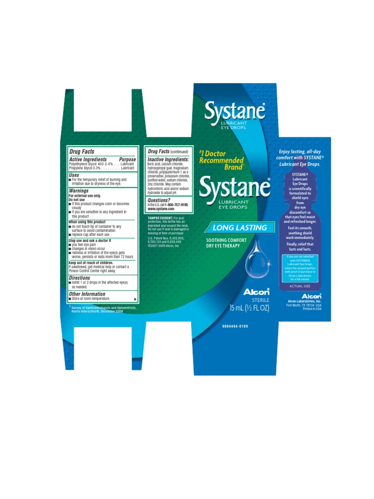 Systane Us en | PDF | Lubricant | Chloride