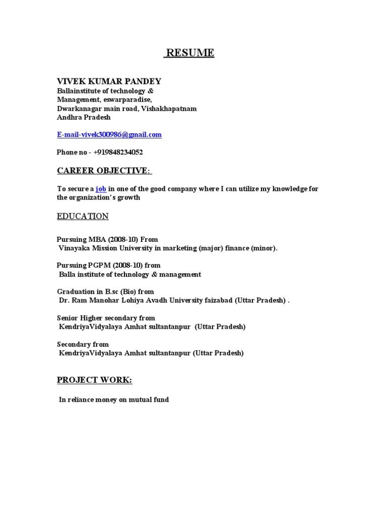 RESUME Vivek Pandey | PDF | Learning | Behavior Modification