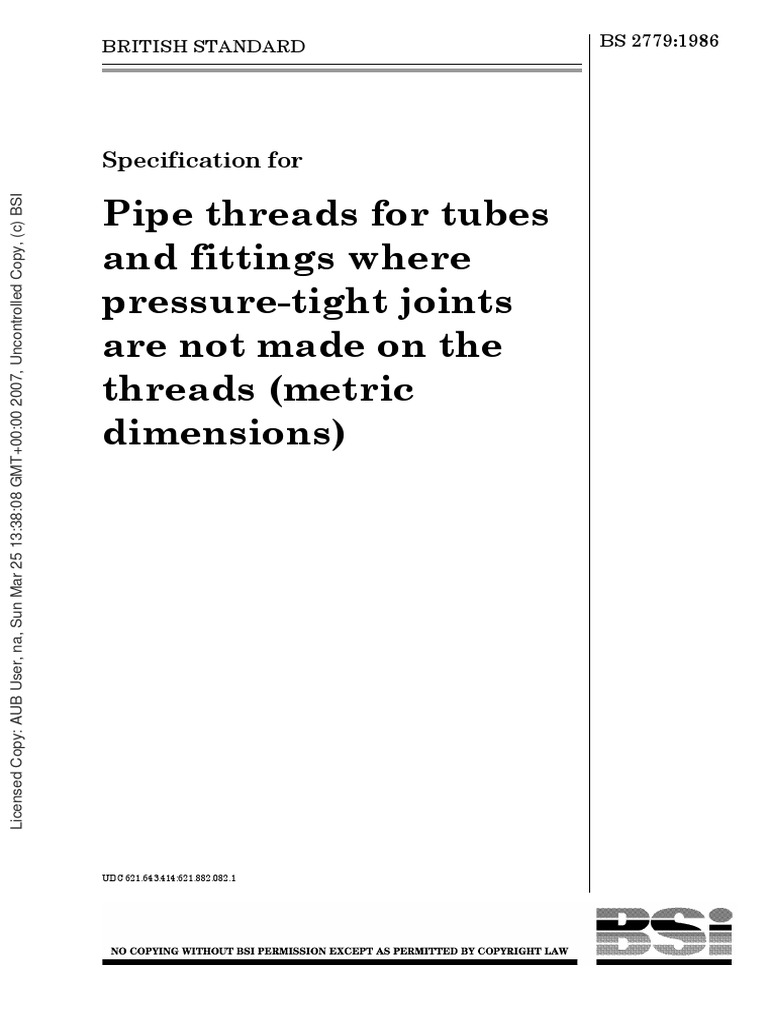BS_2779-1986_Ó¢ÖÆ·ÇÃÜ·â¹ÜÂÝÎÆ(BSP) | Engineering Tolerance | Screw