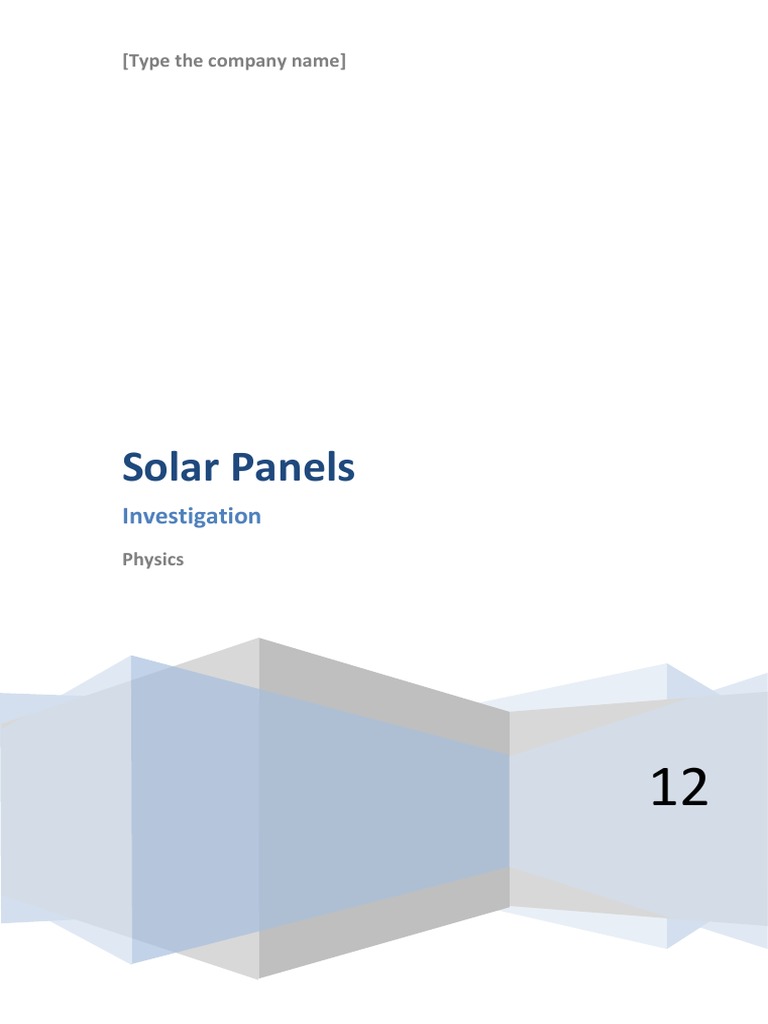 Solar Panel Investigation Year 11 Assignment | PDF | Solar Panel ...