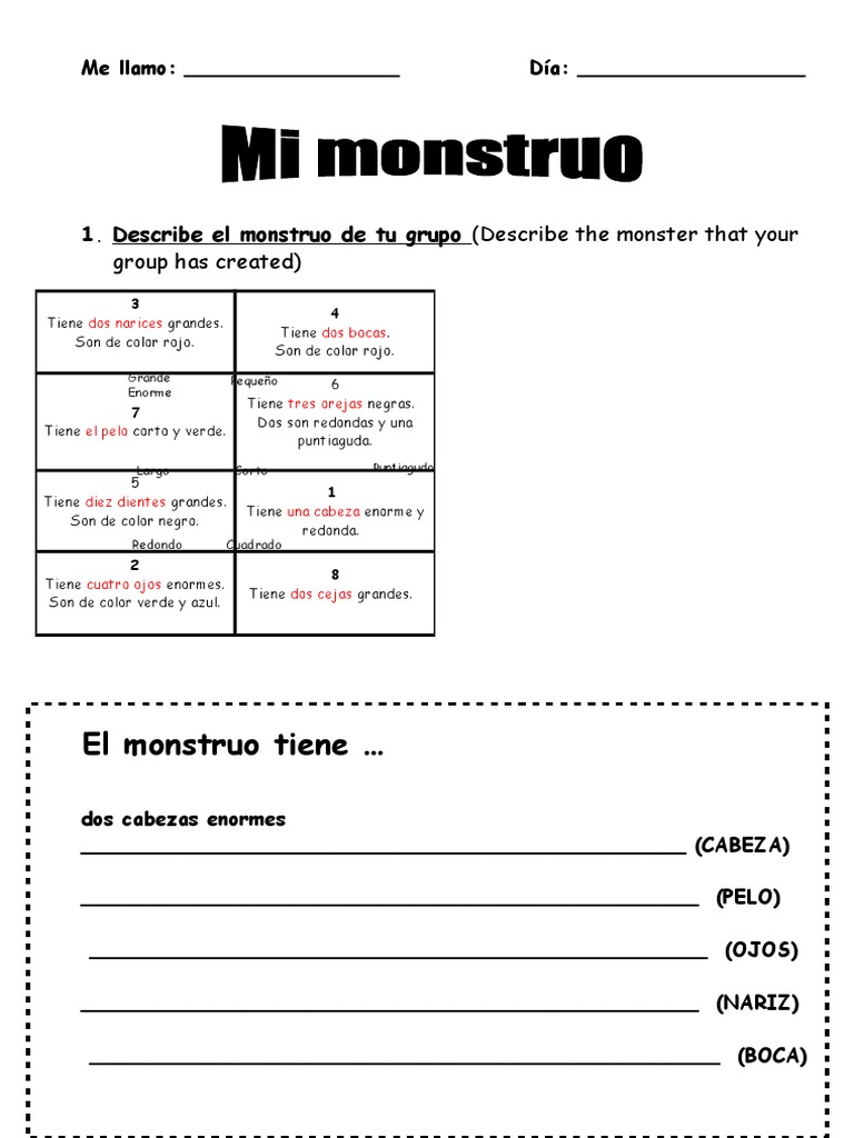 Ficha Dibuja-Describe Monstruo | PDF