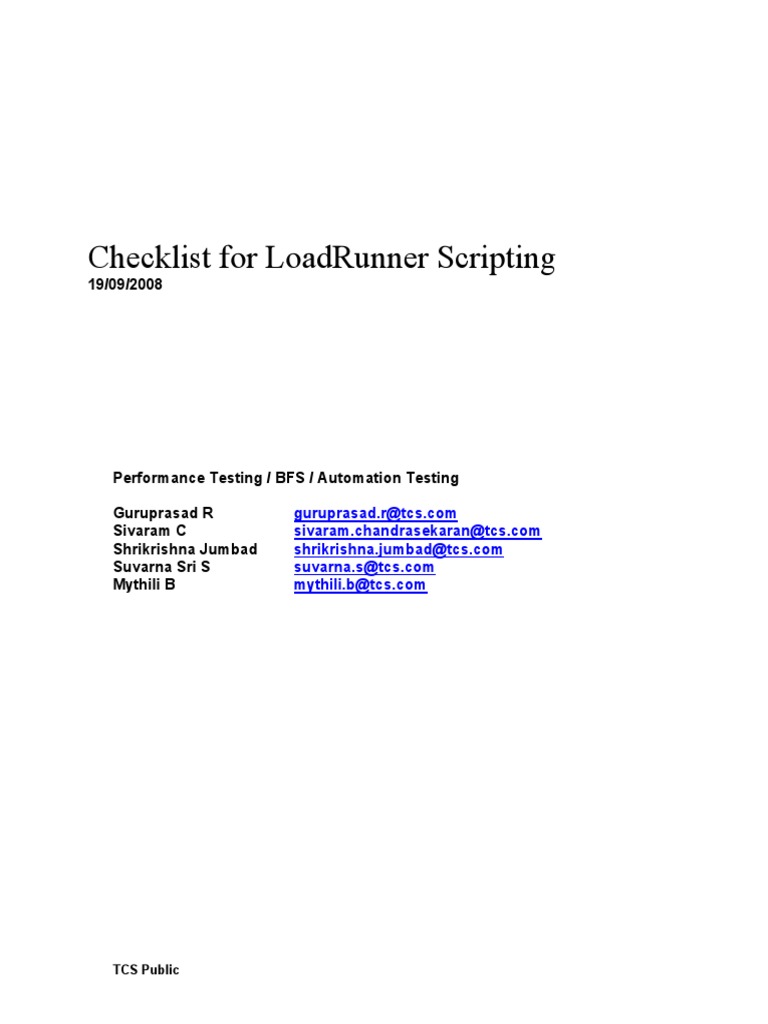 Checklist For Load Runner Scripting Pdf Parameter Computer Programming Hypertext 