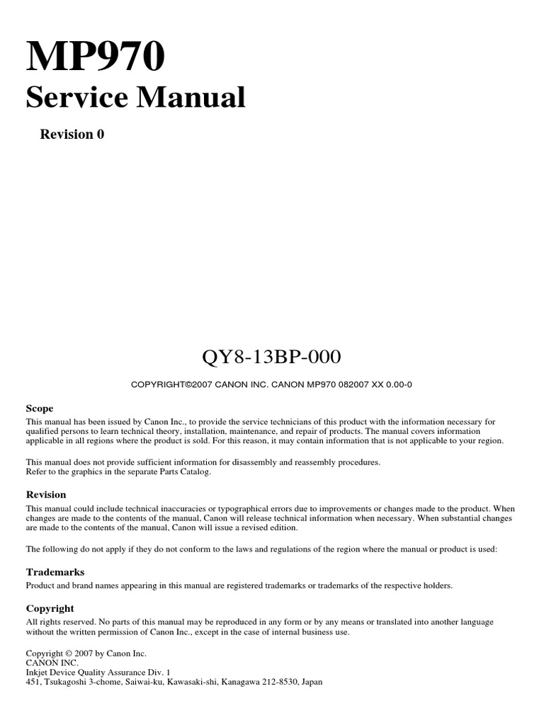 mp970 SM | PDF | Printer (Computing) | Image Scanner